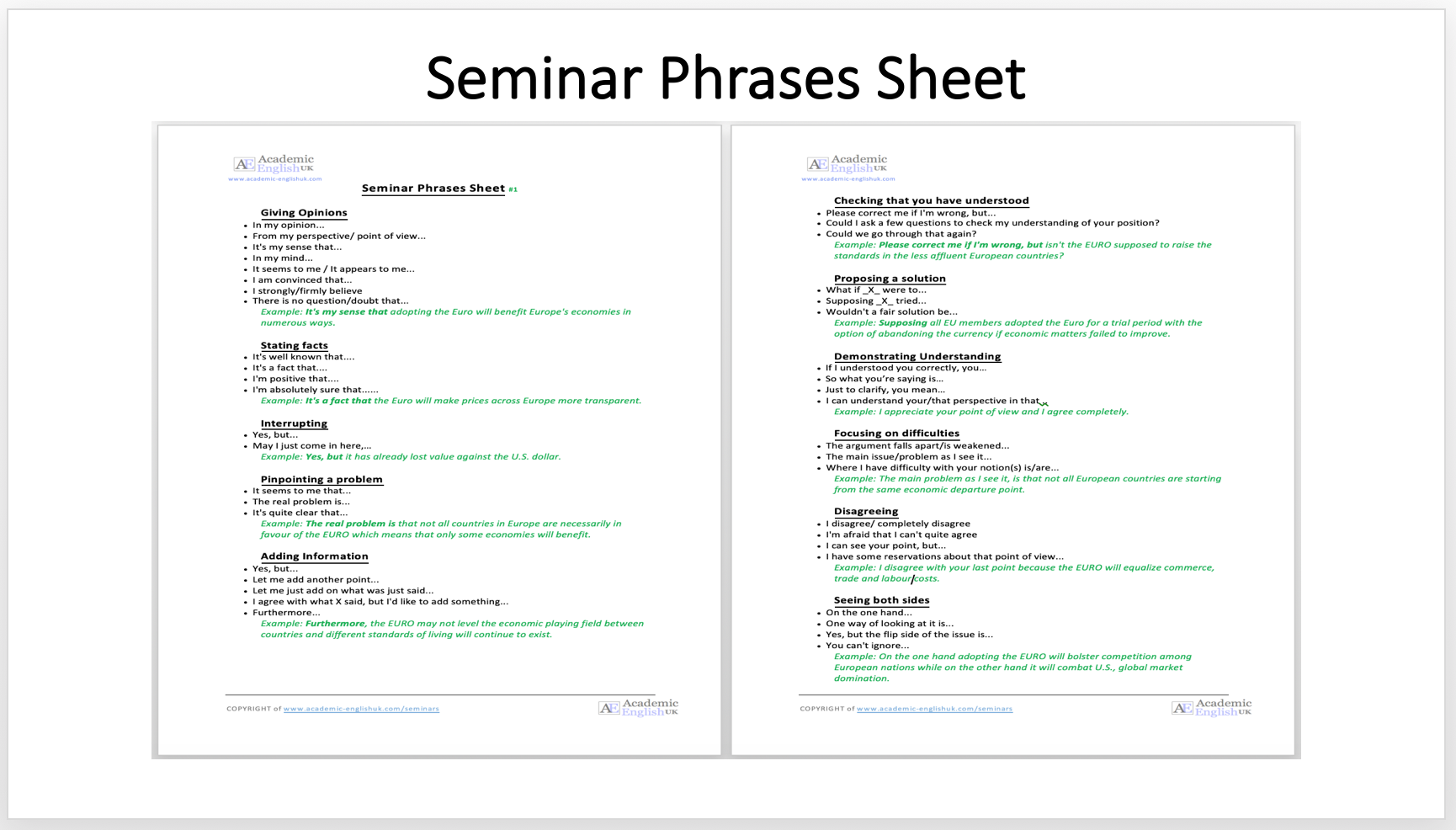 Seminar Signposting Language - Academic English UK